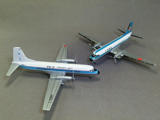 1/144【童友社】YS-11ANA【ハセガワ】YS-11プロトタイプ 同時製作 【完成】: 【工房ネコの手】プラモ製作日記